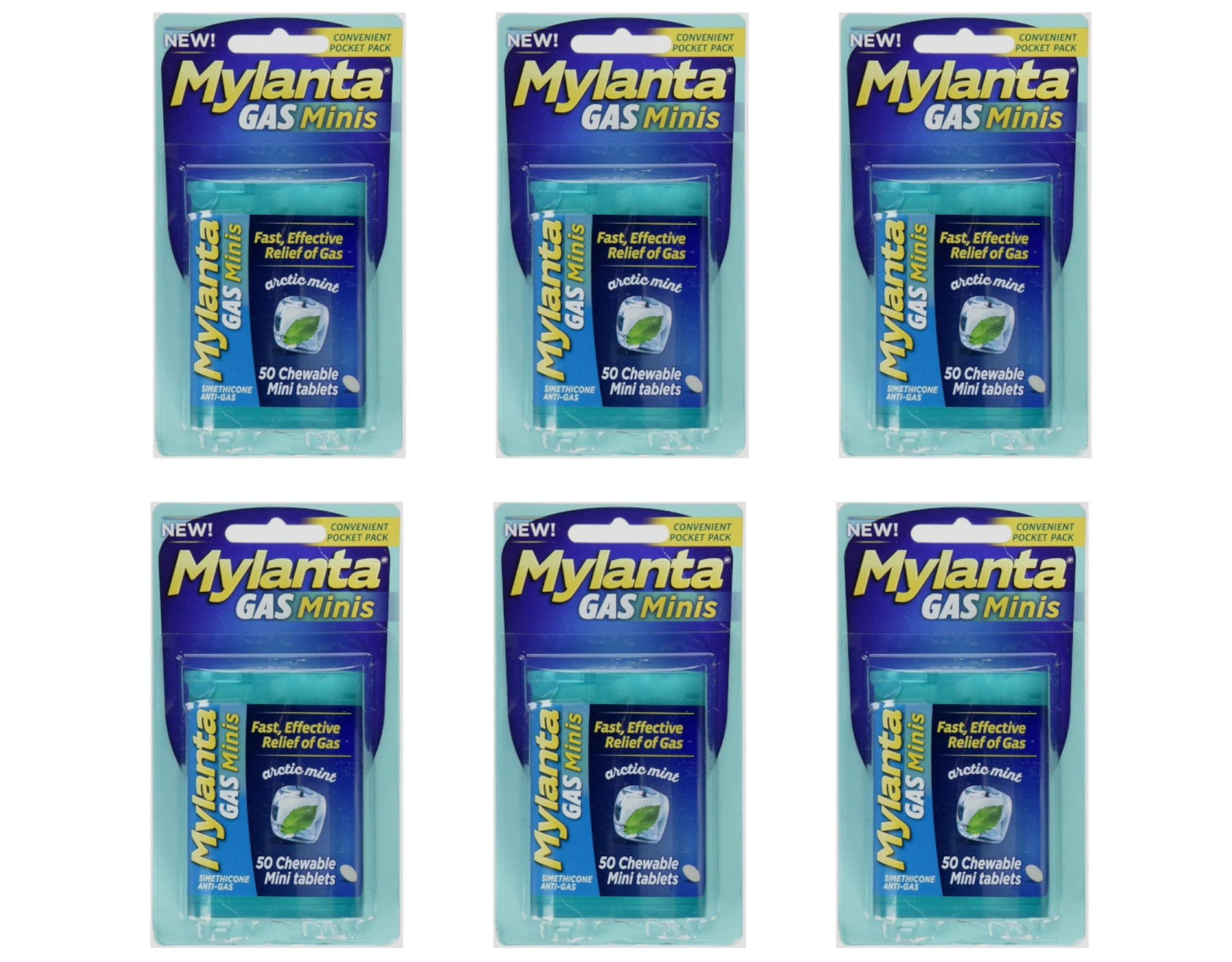 Mylanta Gas Minis, Artic Mint, 50 Count - Pack of 6 - Walmart.com