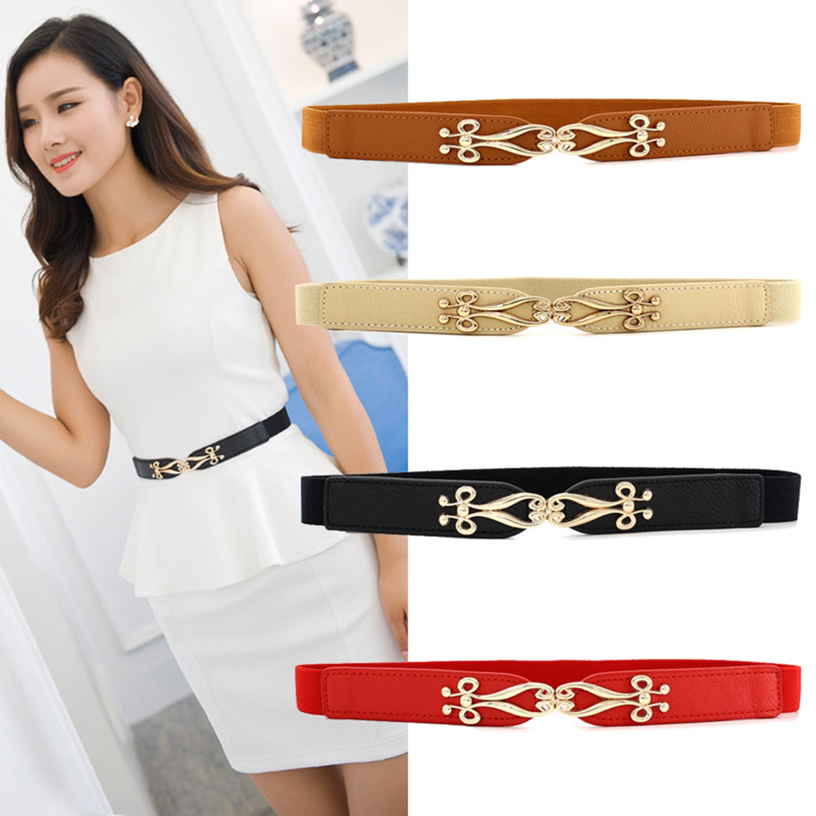 rygai Women Waist Belt Elastic Adjustable Regular Fit Fitted Match ...