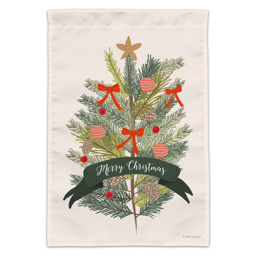 Merry Christmas Decorated Pine Tree Garden Yard Flag - Walmart.com
