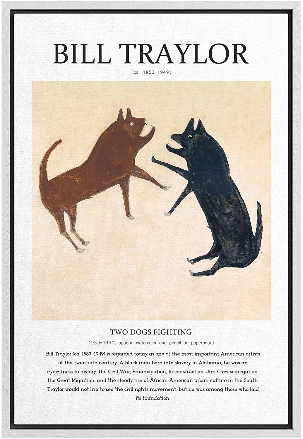 PixonSign Framed Canvas Print Wall Art Bill Traylor Two Dogs Fighting ...