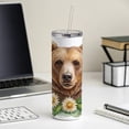 Brown Bear Watercolor Design With Daisies 20oz Insulated Water Bottle ...