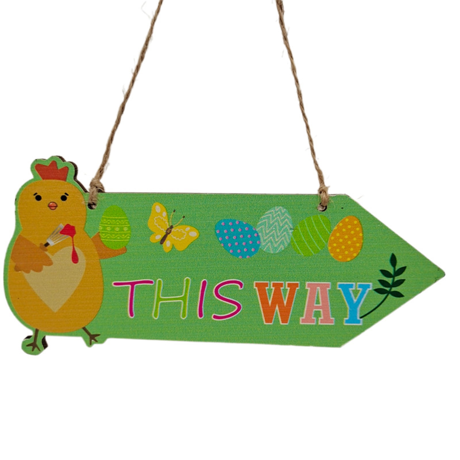 Hesroicy Easter Plaque Sign Cartoon Design Wood with String Hanging ...