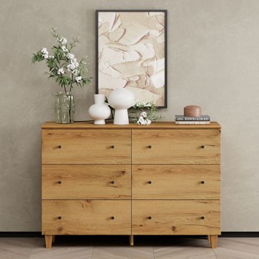 Pemberly Row Assembled Wood 6 Drawer Double Dresser, Long Bedroom ...