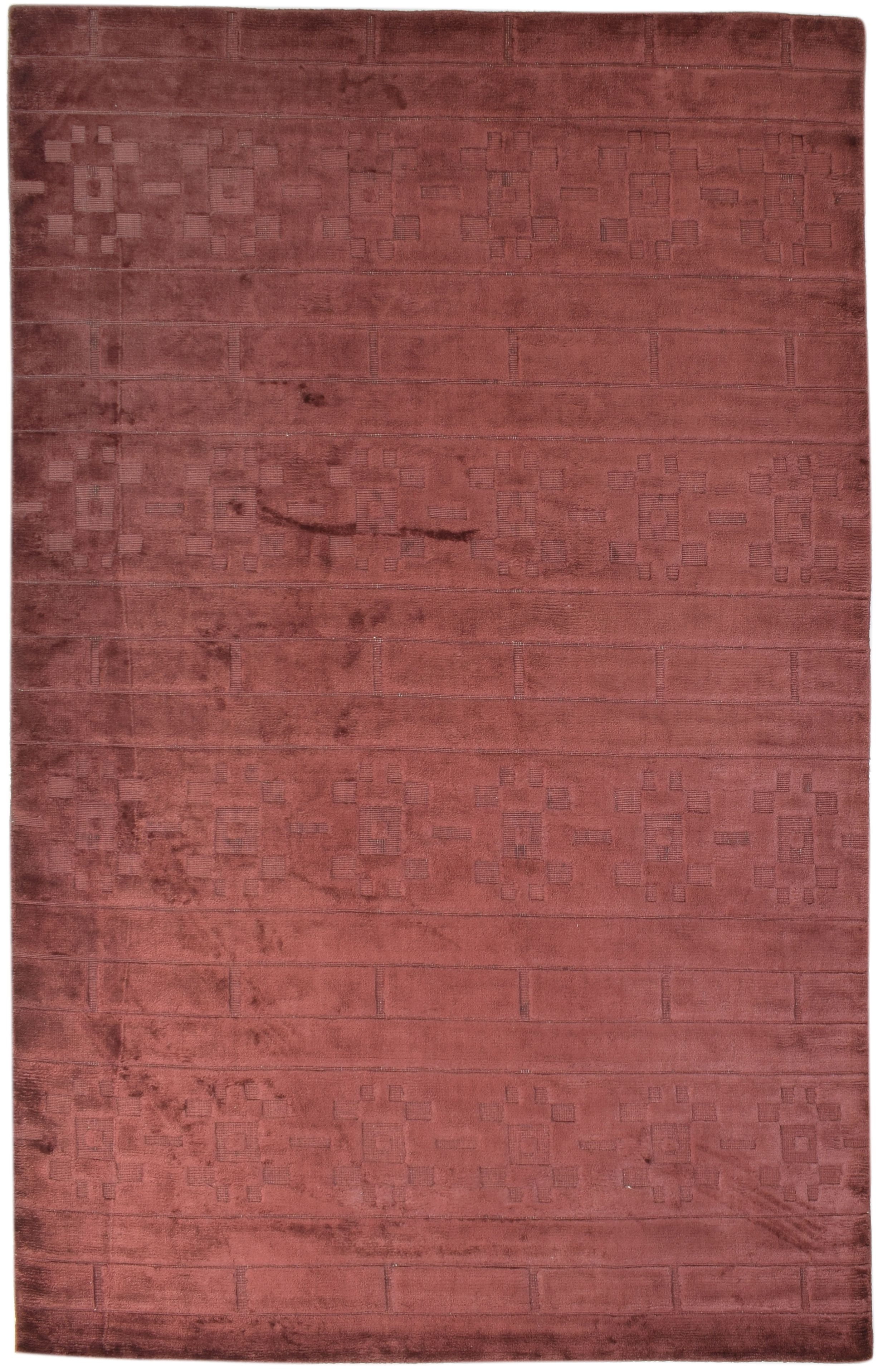 Handloom Red Silk Rug 5' X 8' Modern French Floral Room Size Carpet ...