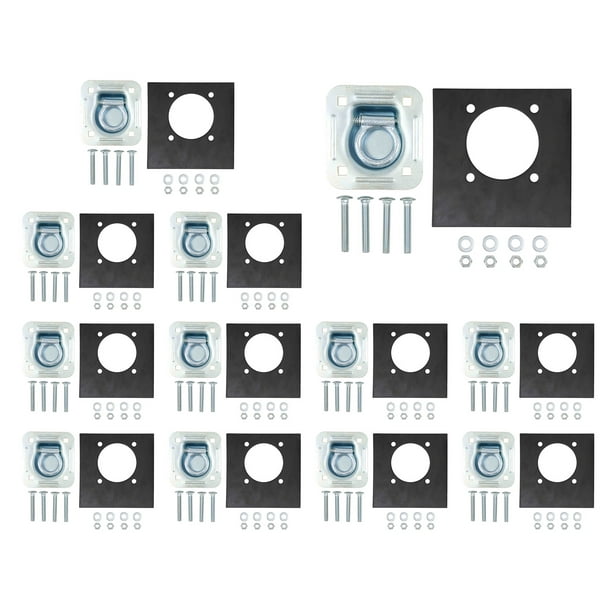 12 Pack - Recessed Plate D-Ring, 6000 lbs Capacity, Tie-Down for ...