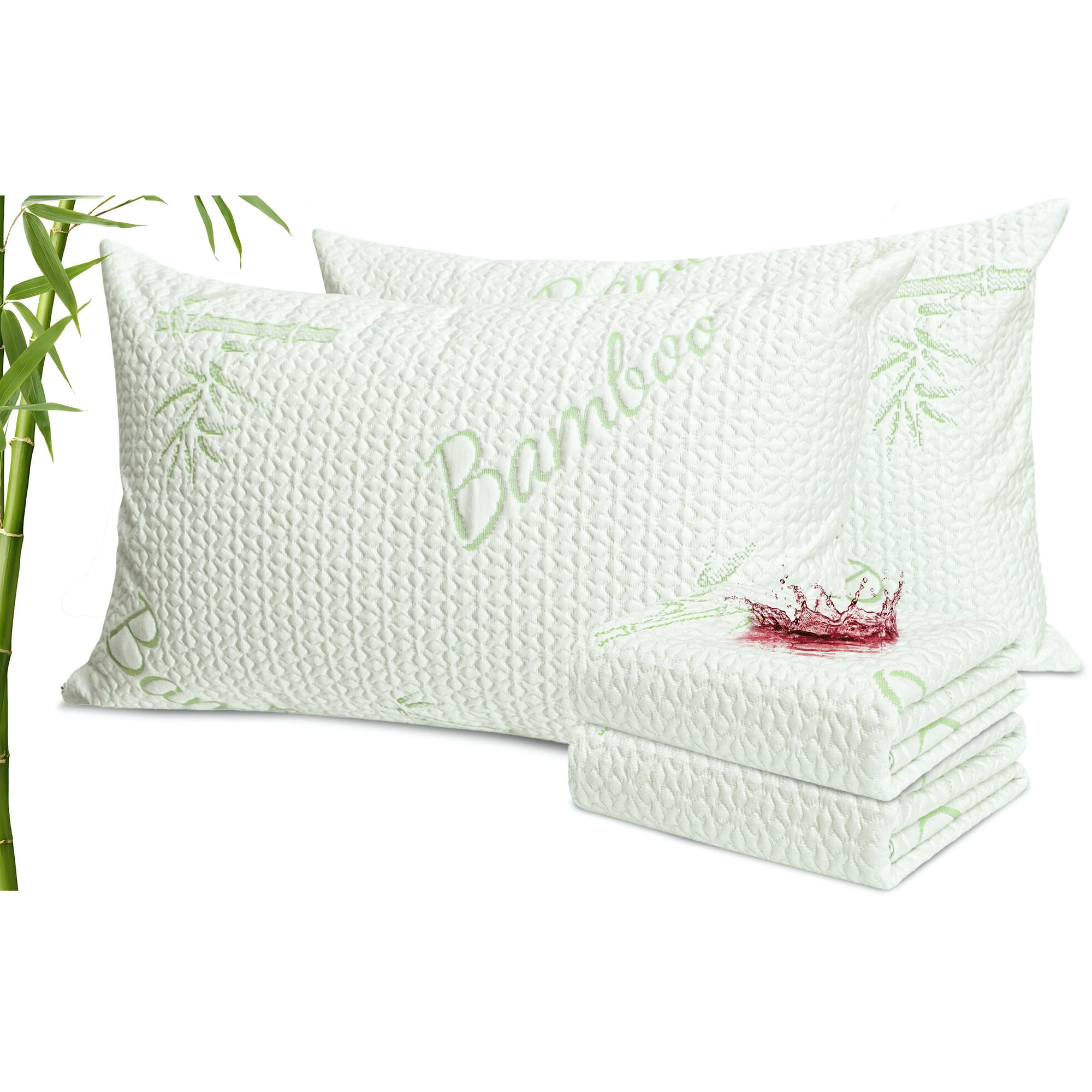 Canadian Linen Bamboo Viscose Waterproof Pillow Protector Zipper Closure Tree Design  20X36 King  2 Pack  Soft Absorbent Breathable Cooling Fabirc K