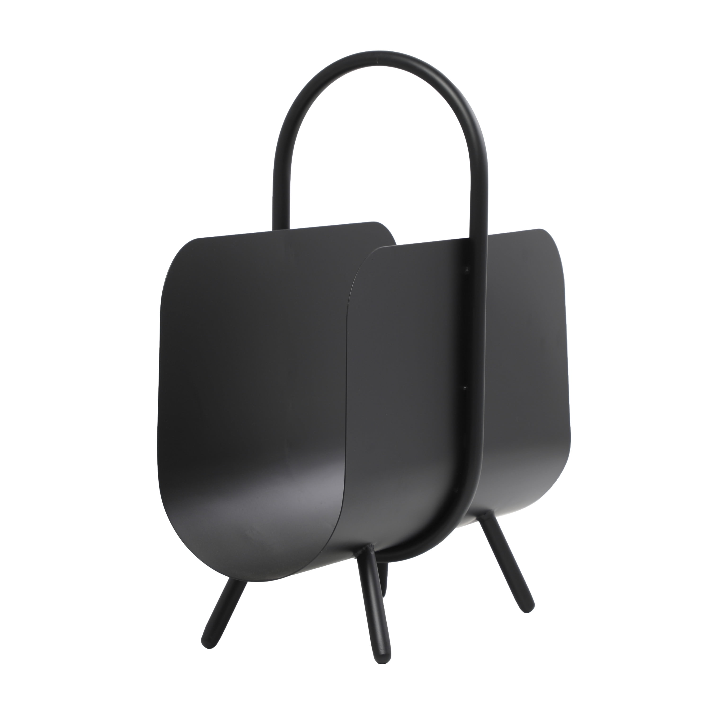 The Novogratz 20" Black Metal Curved Magazine Holder with Arched Handle ...