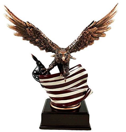 Flying Bald Eagle Hoisting The American Flag Bronze Electroplated ...