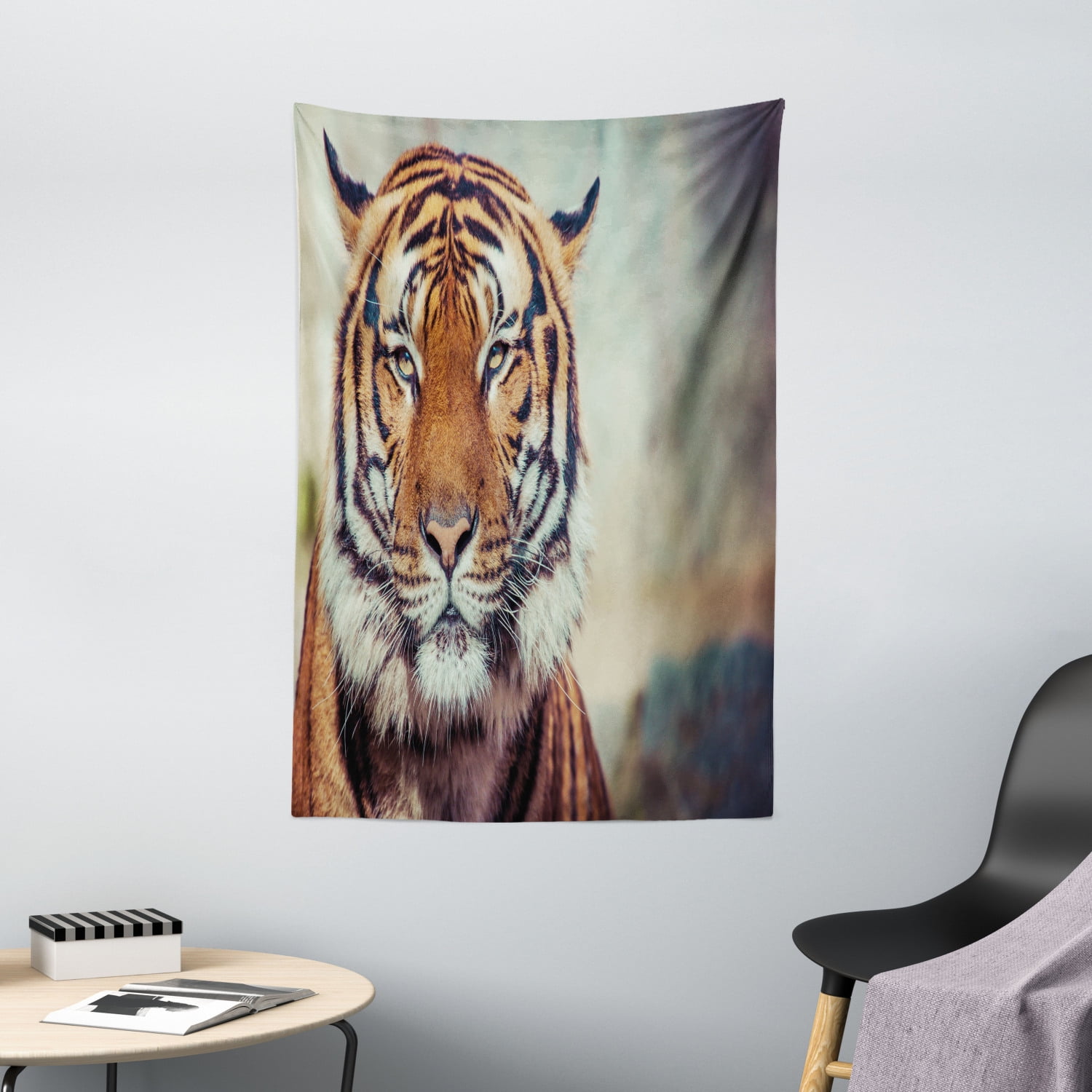 Tiger Tapestry, Large Feline in a Calm State with Blurred Background ...