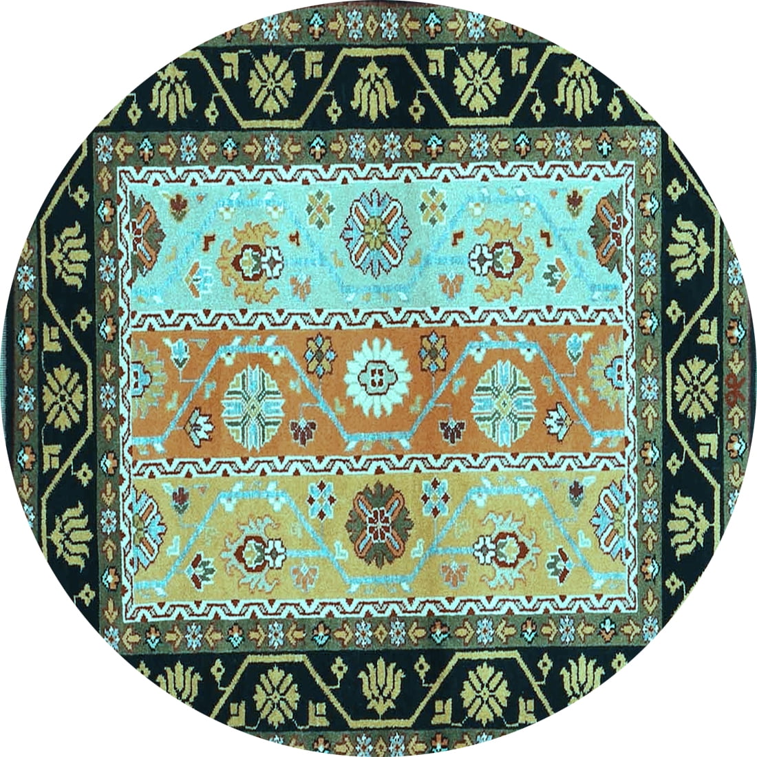 Ahgly Company Indoor Round Abstract Light Blue Contemporary Area Rugs ...