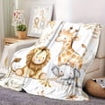 Adorable Giraffe Lion Elephant Print Cozy Warm Blanket, Perfect Holiday ...