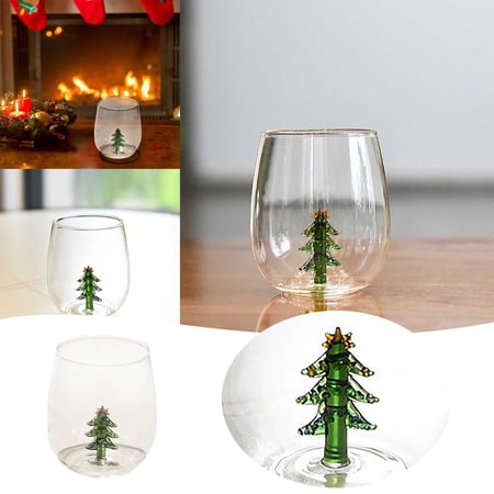 HALJEN Christmas Tree Shaped Glass Cups: 3D Candy Like Design for Milk ...