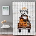 Bathroom Shower Curtain Happy Halloween Pumpkin Witch Hat Skull Crow ...