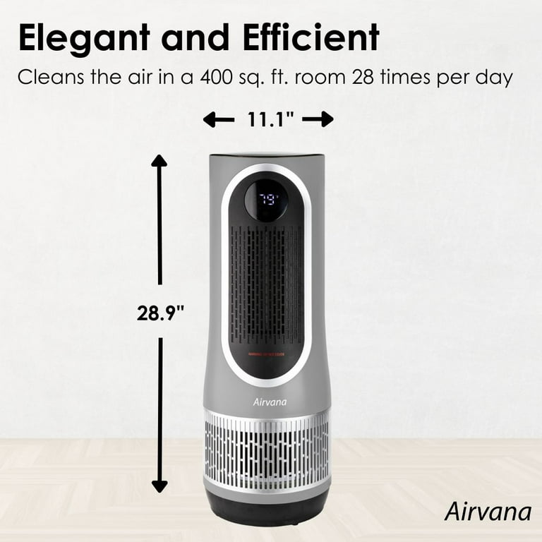 Airvana 3 in 1 HEPA Air Purifier Ceramic Heater Fan with Safety Switch Black Walmart