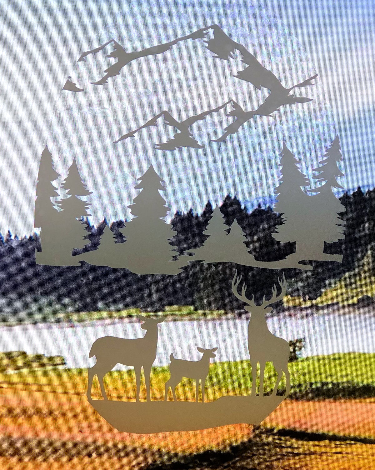 DCentral Deer Family - Decorative Window Vinyl “Etched” Glass Cling ...