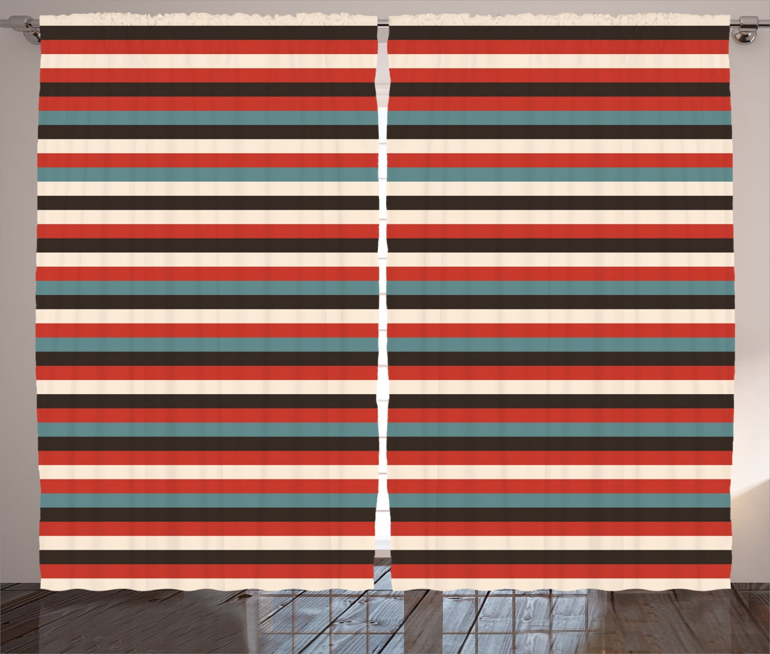 Striped Curtains 2 Panels Set Vintage Retro Pattern Geometric 60s
