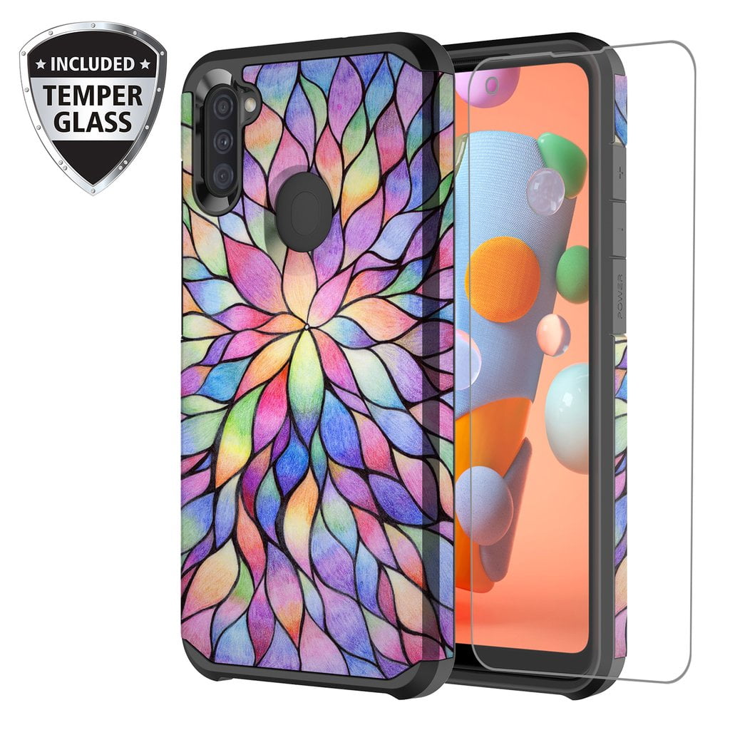 Galaxy A11 Case with Tempered Glass Screen Protector for Girls Women ...