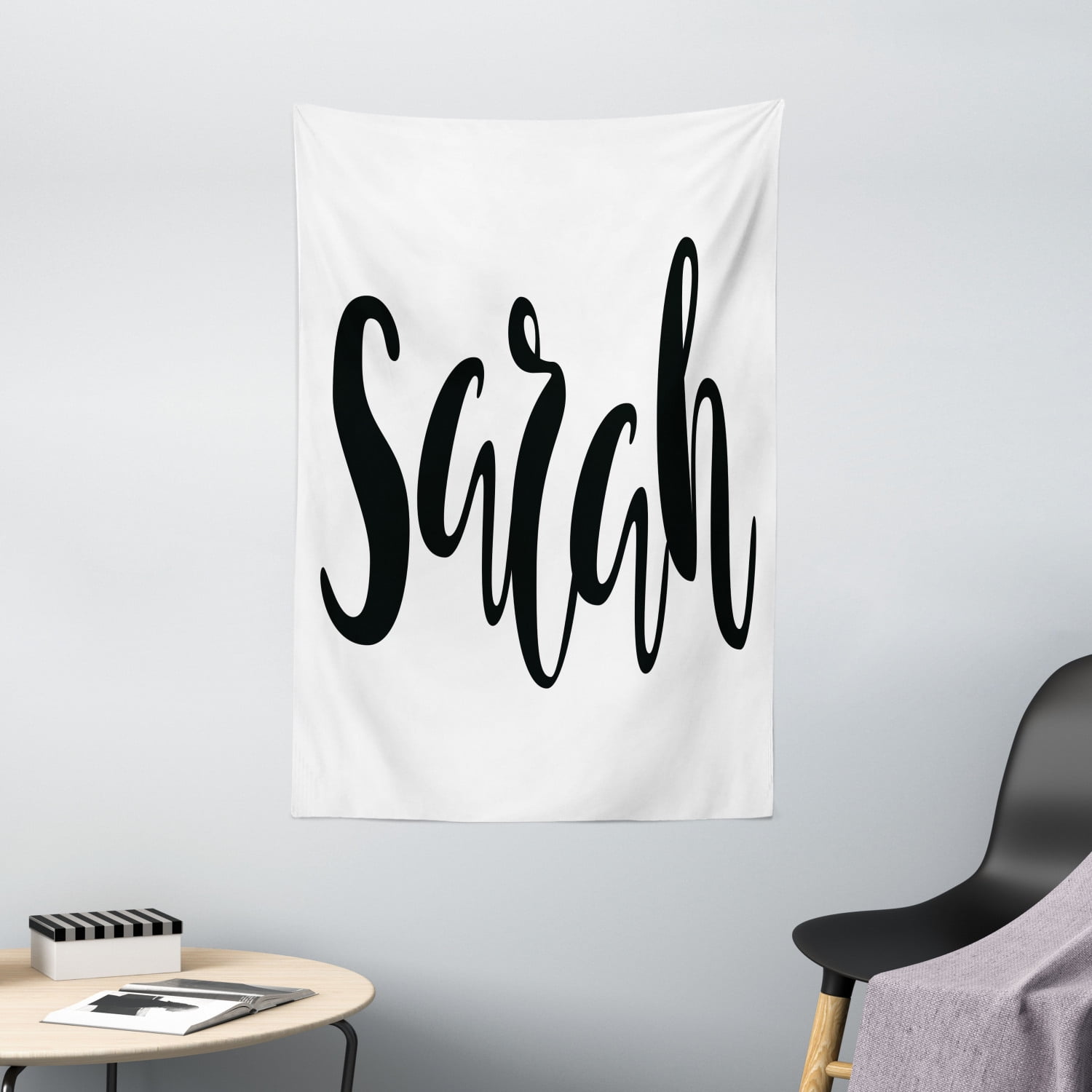 Sarah Tapestry, Monochrome Popular Female Name Modern Calligraphy Hand ...
