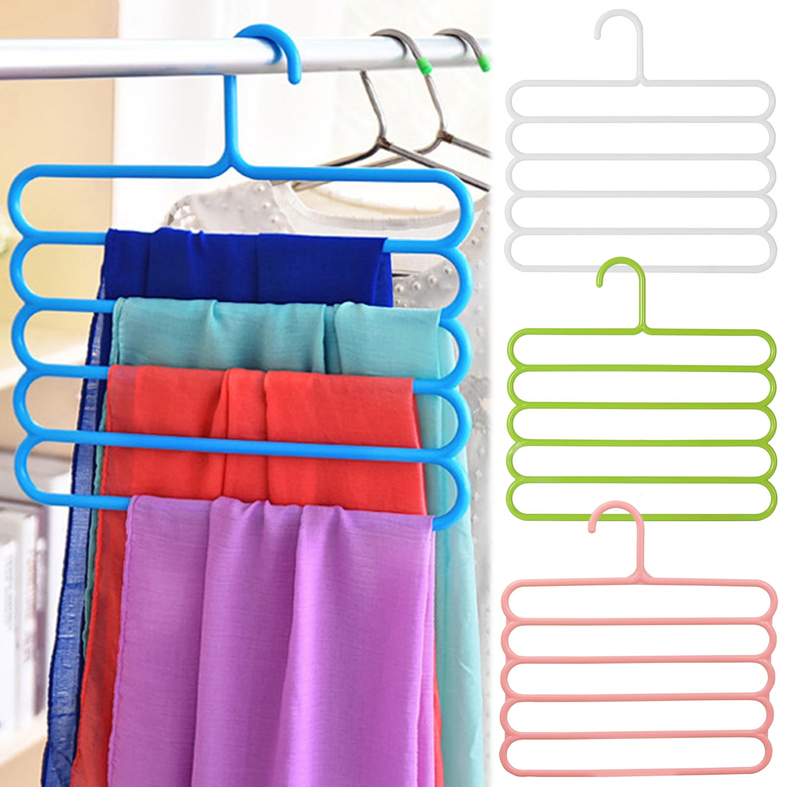 Walbest Multifunctional 5 Layered Hanger Non-Slip Space-saving Scarf ...
