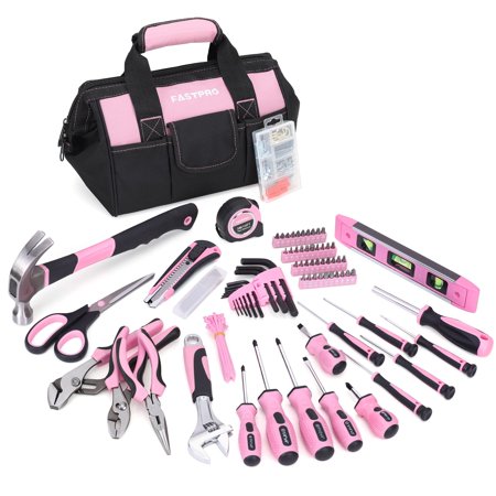 FASTPRO Pink Tool Set, 220-Piece Lady's Home Repairing Tool Kit with 12 ...