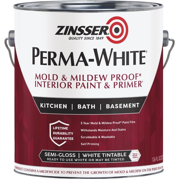Zinsser 02754 PERMA-WHITE Mold and Mildew Proof Interior Paint, Quart ...