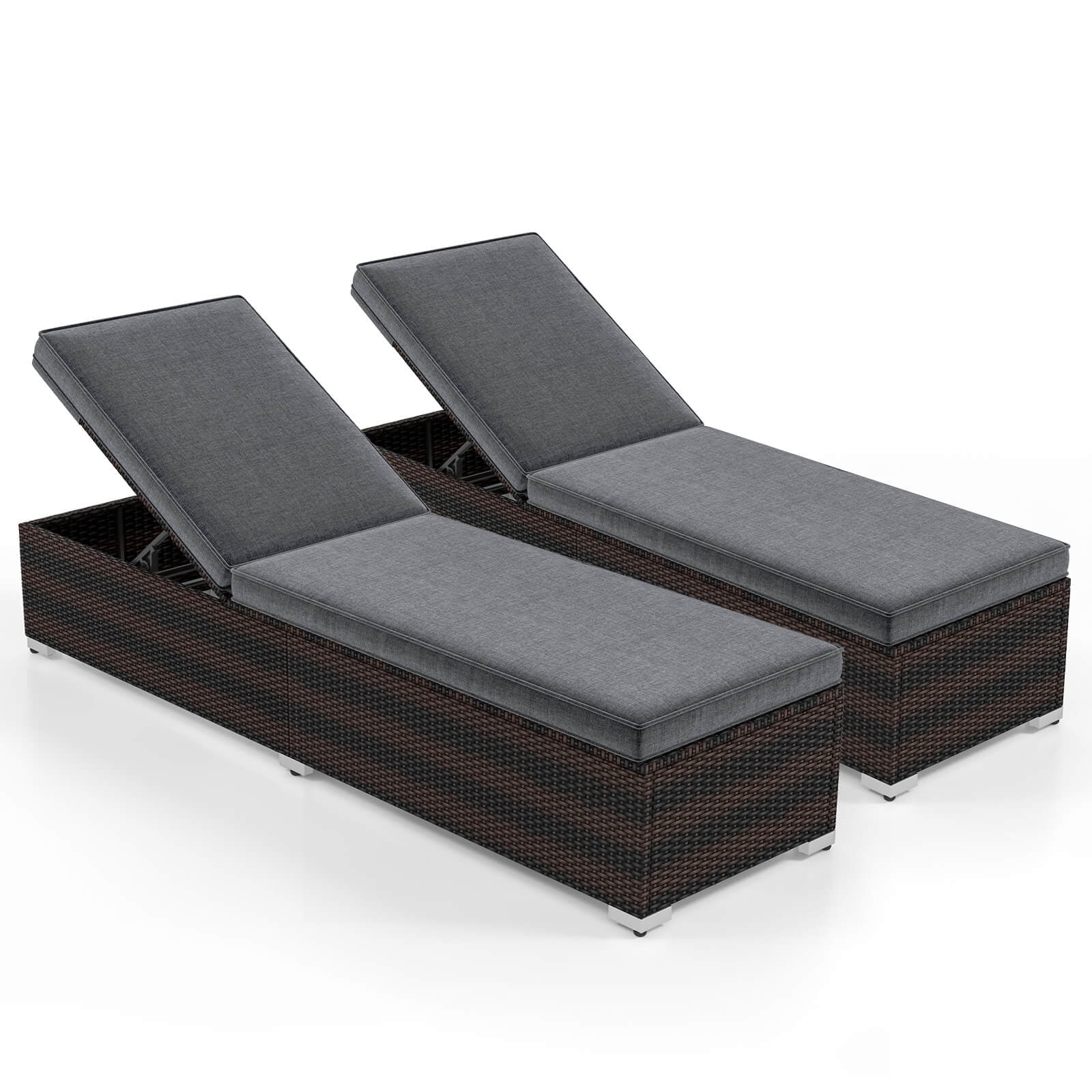 Click here for Costway 2 Pcs Chaise Lounge With 4-Level Backrest... prices