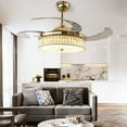Kpibest 42" Gold Crystal Retractable Ceiling Fan with Lights Dimmable ...