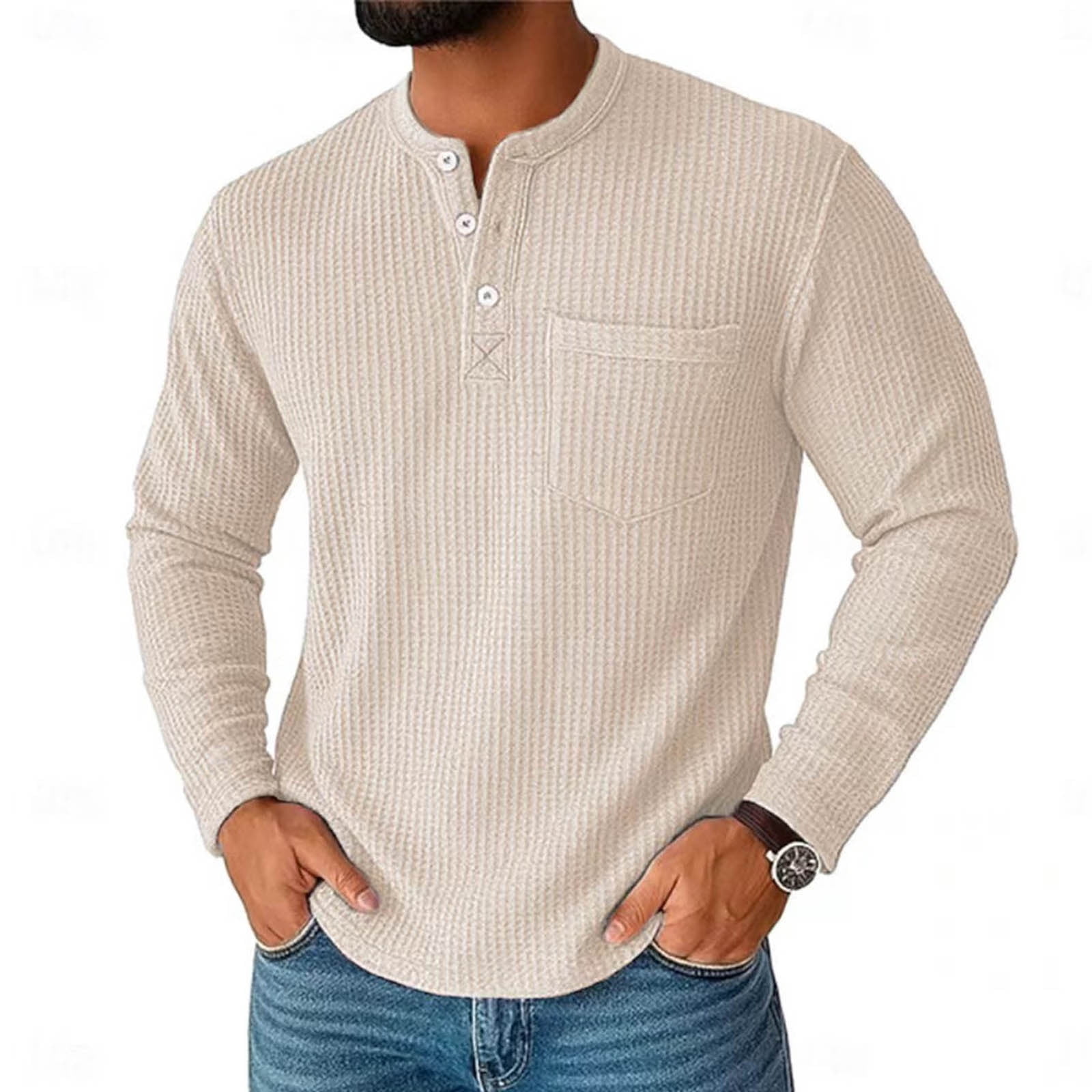 Click here for Kalauyu Mens Waffle Shirts Long Sleeve Henley T-Sh... prices