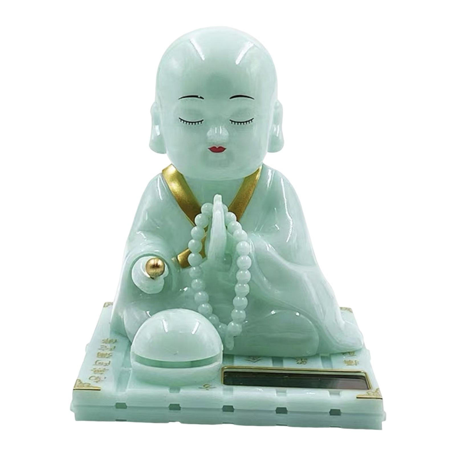 Little Monk Figurine Solar Powered Car Toy Bobble Head Toy Car Ornament ...