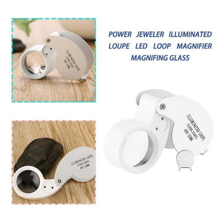 40x 25mm Power Jeweler Illuminated Loupe LED Loop Magnifier Magnifing ...