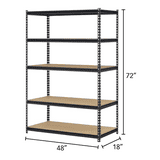 "Muscle Rack 5-Tier Steel Shelf, 48""W x 18""D x 72""H, 4,000 lbs ...