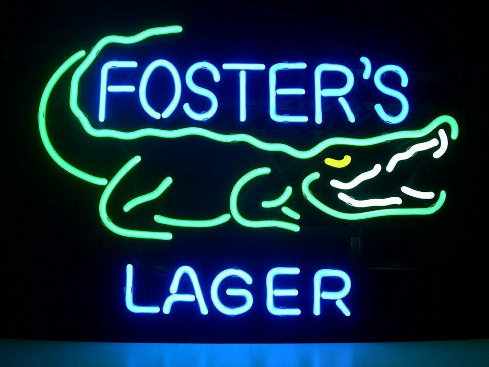 Queen Sense 17"x14" Foster's Lager Alligator Gator Neon Sign Man Cave ...