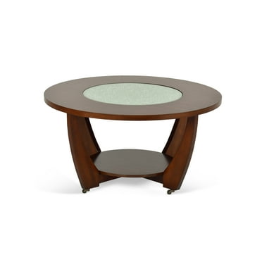 Winsome Wood Genoa Round Coffee Table with Glass Top, Espresso Finish ...