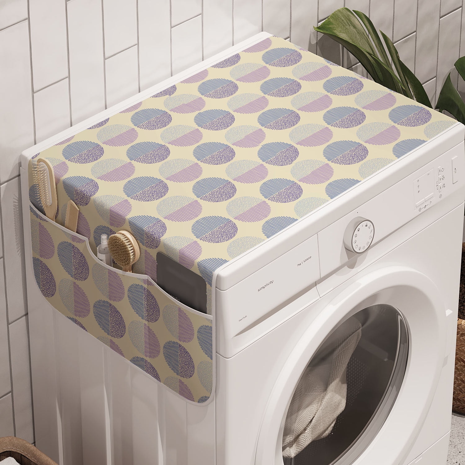 Pastel Washing Machine Organizer, Contemporary Dotwork Abstract Circles ...