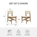 DHP Eleni Mid-Century Modern Cane Dining Chairs, Set of 2, Cream ...