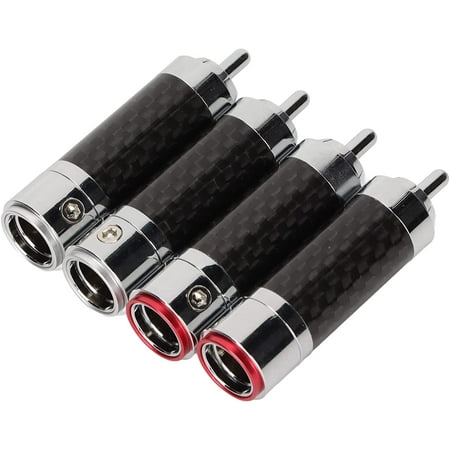 4pcs RCA Plug Connector Solder, RCA Jack Audio Video Adapter Cable Connector, with Carbon Fiber ...