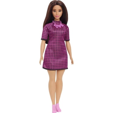 Barbie Fashionistas Doll, Curvy with Pinstripe One-Shoulder Dress ...