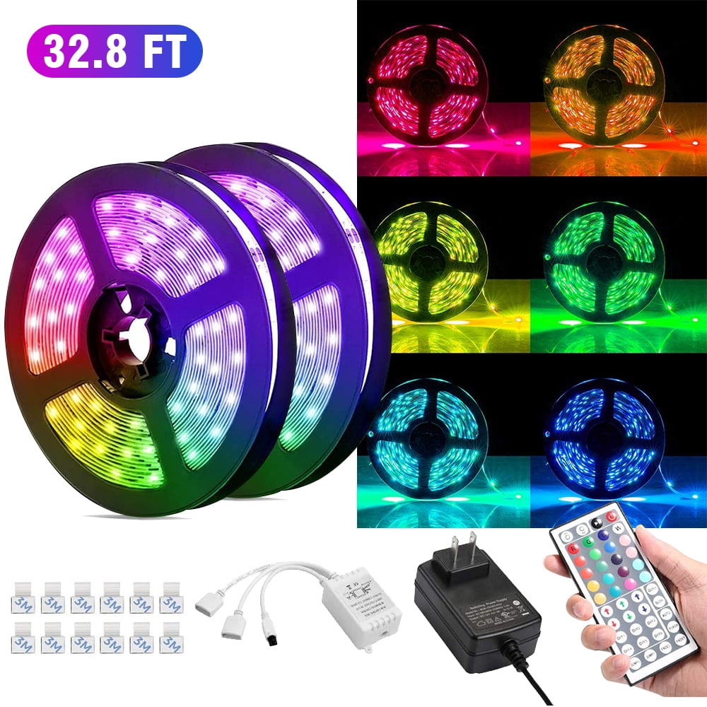32.8ft Led Strip Lights, No-Waterproof RGB Color Changing LED Light ...