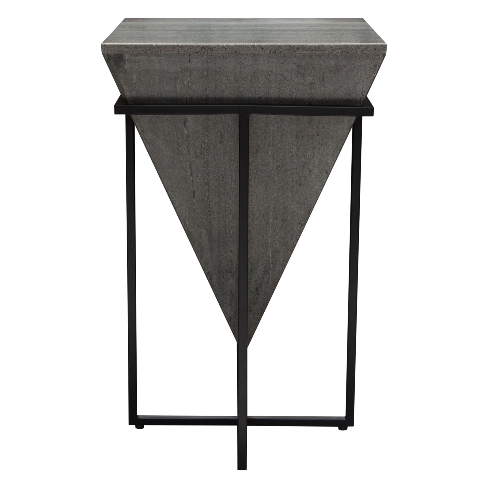 Vector Large Accent Table w/ Pyramid Shape Genuine Grey Marble & Iron ...