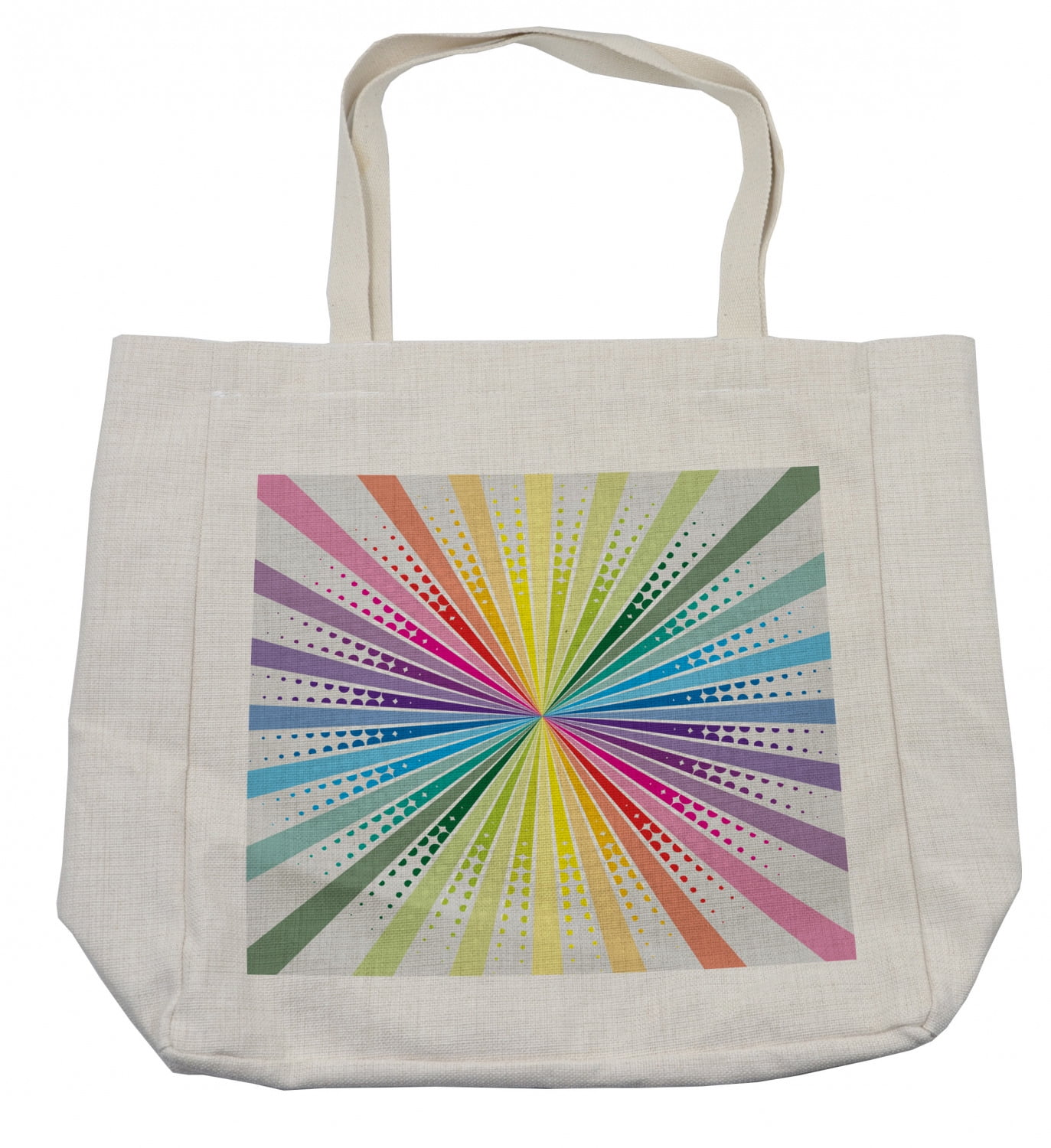 Vintage Rainbow Shopping Bag, Retro Style Burst Effect with Halftone ...