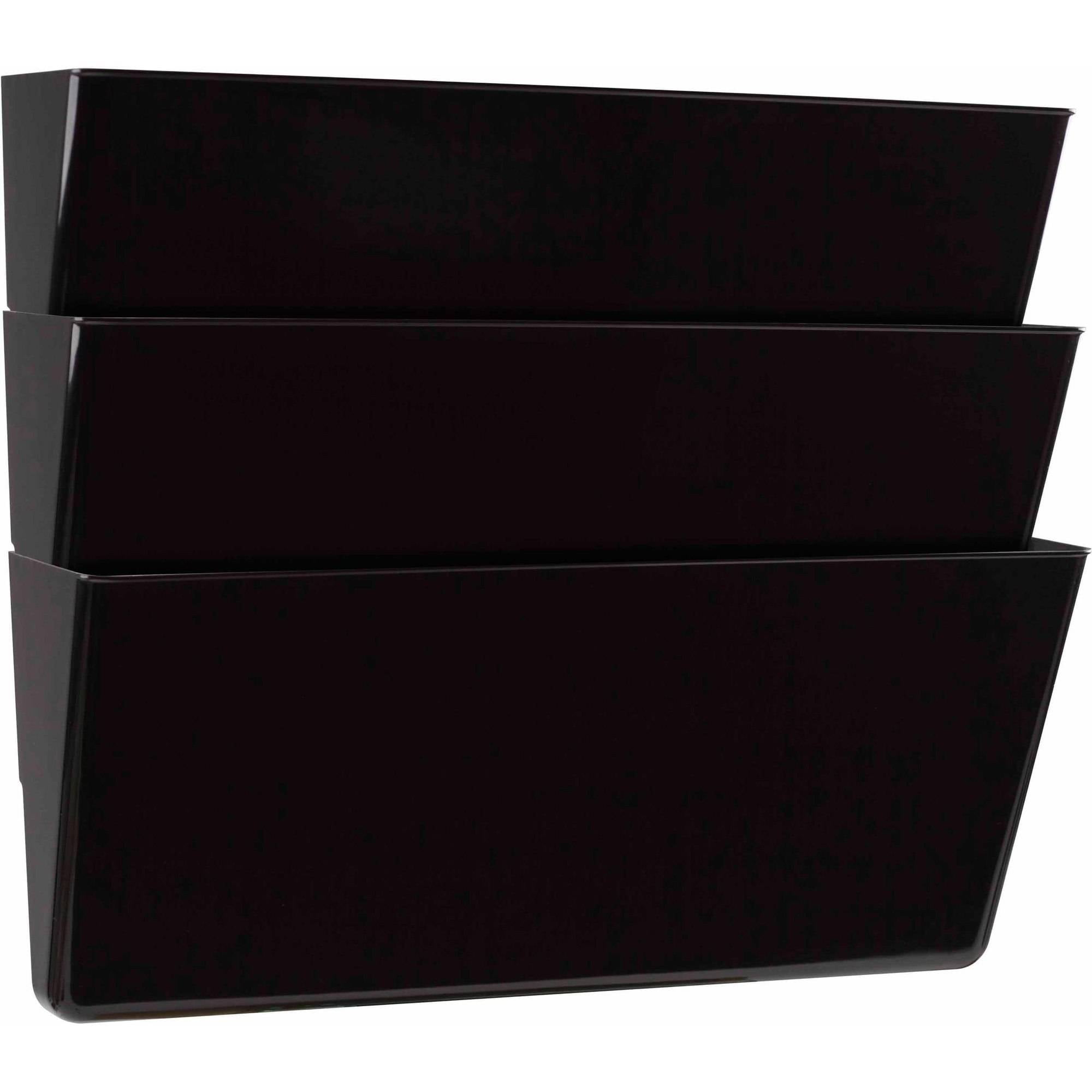 Storex Legal-size Wall Pocket, Plastic File Organizer, Black, Set of 3 ...