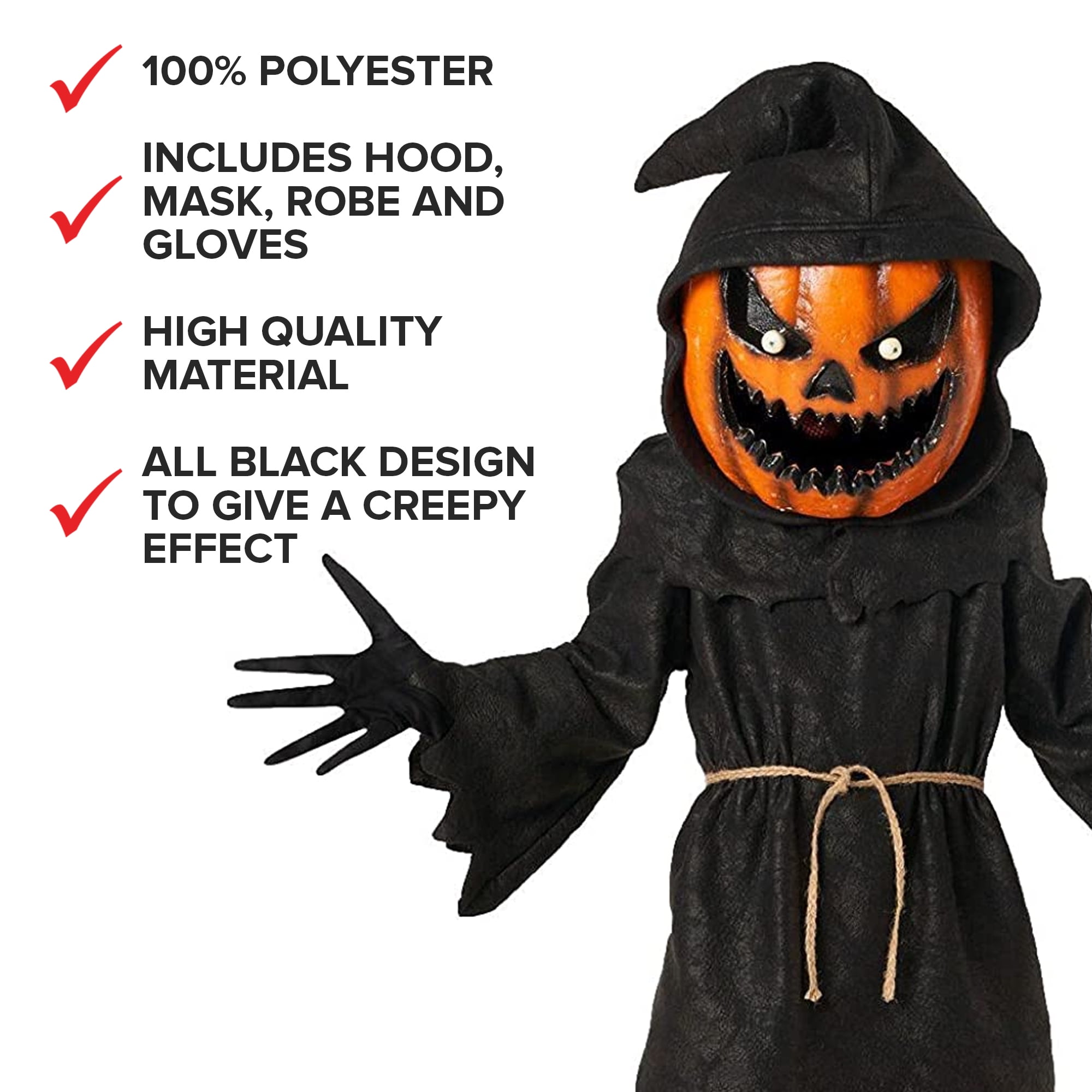 Buy Morph Scary Pumpkin Costume for Kids Party Outfit with Gloves and ...