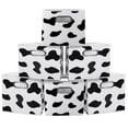 6 Packs Large Storage Bins Cubes Foldable Cow Print Boxes Fabric Cotton ...