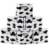 6 Packs Large Storage Bins Cubes Foldable Cow Print Boxes Fabric Cotton ...