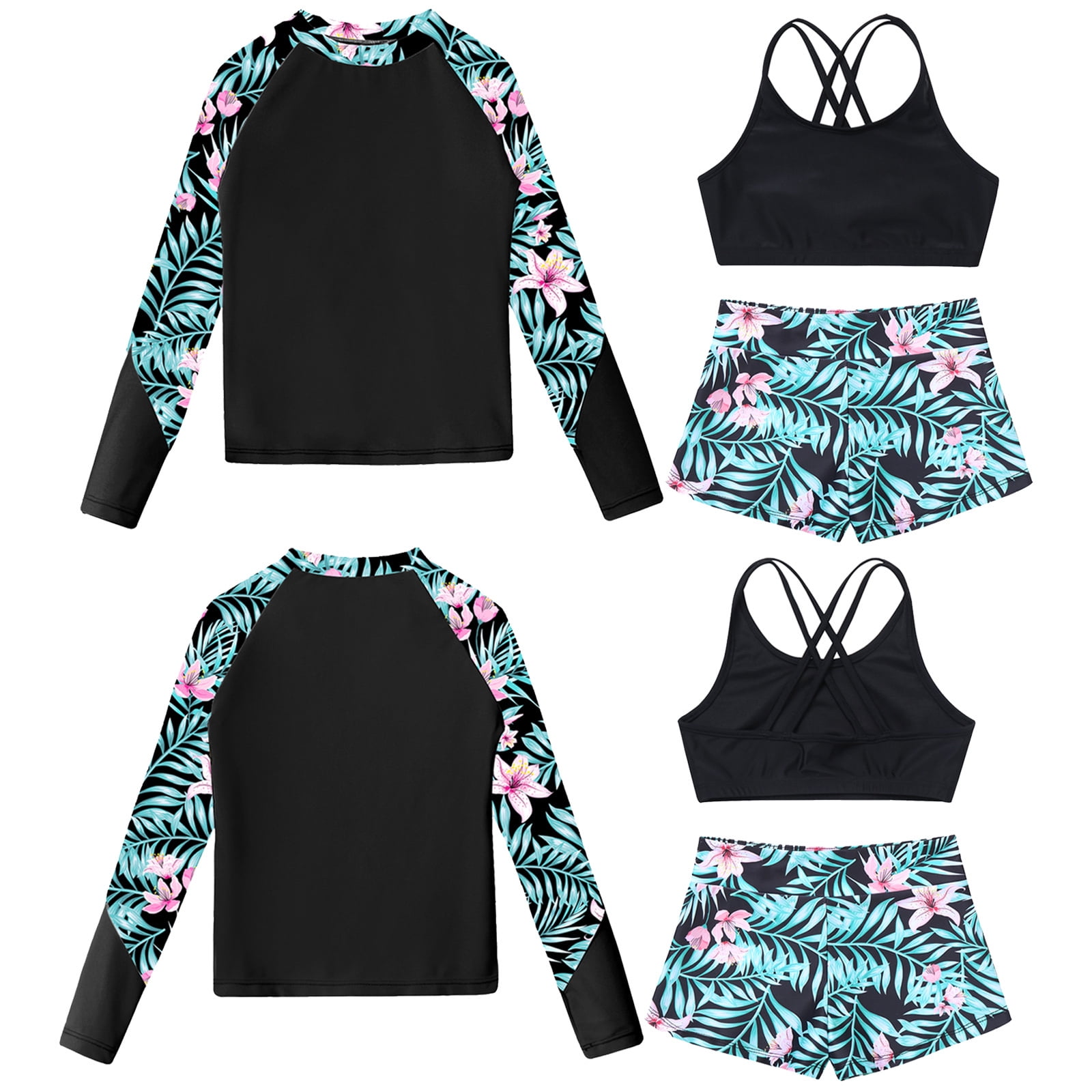 iiniim Girls Sports Swimsuits Tankini Bikini Rash Guard Swimwear Swim ...