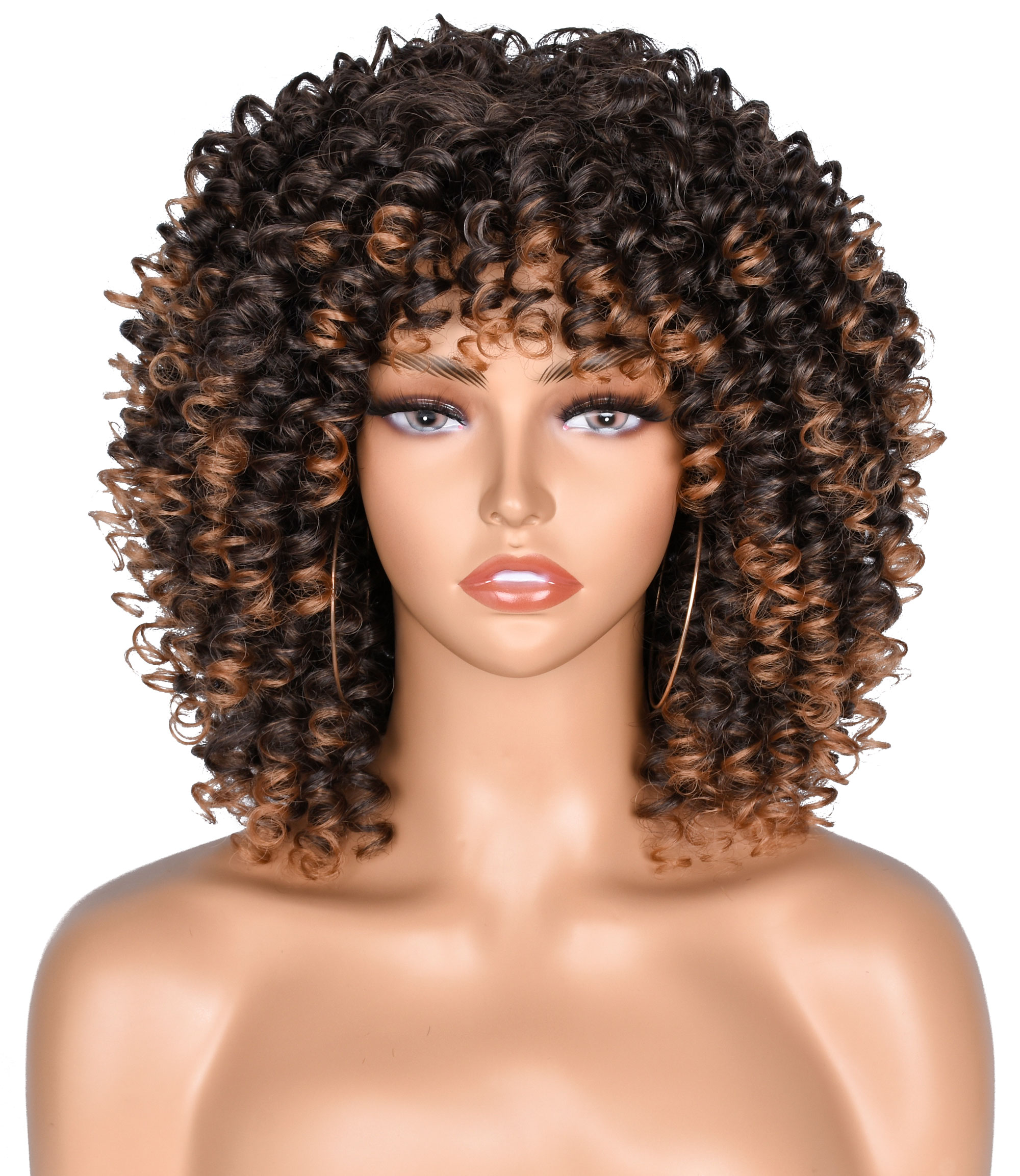 Annisoul Afro Curly Wigs Short Kinky Curly Wigs With Bangs For Black