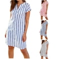 akafmk Summer Womens Shirt Dresses Button Front Short Sleeve Mini Dress ...