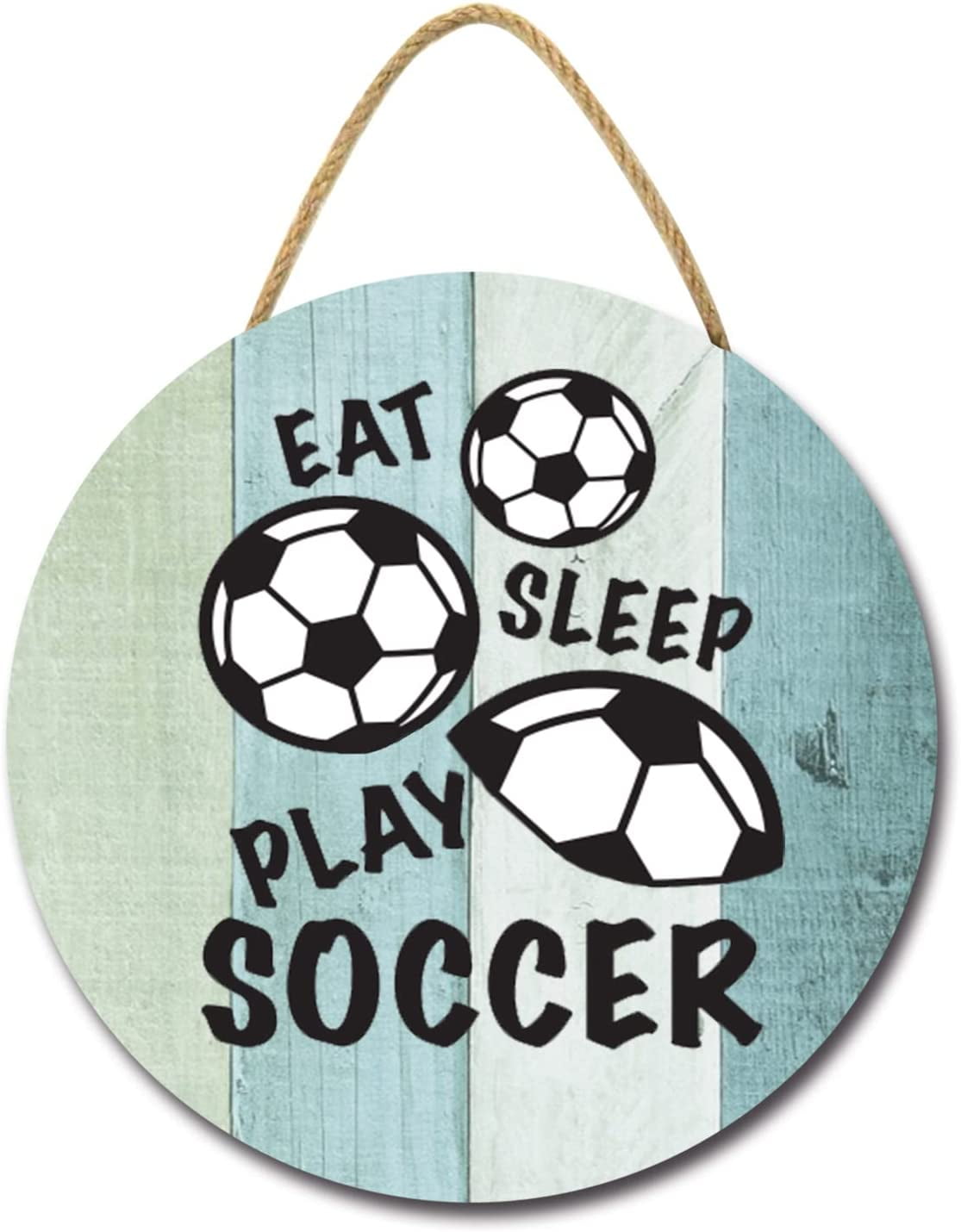 Eveokoki 12" Eat Sleep Play Soccer Signs for Bar Pub Club Living Room ...