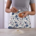 Blue Retro Flowers Half Waist Apron Pink Vintage Floral Branch Short ...