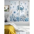Blue Coastal Crabs Sheer Curtains for Living Room Bedroom Summer Ocean ...